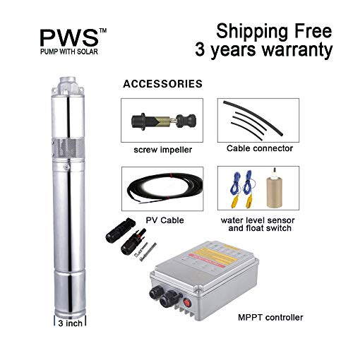 PWS 48V 540 Watts Stainless Steel 316 Submersible Solar Water ...